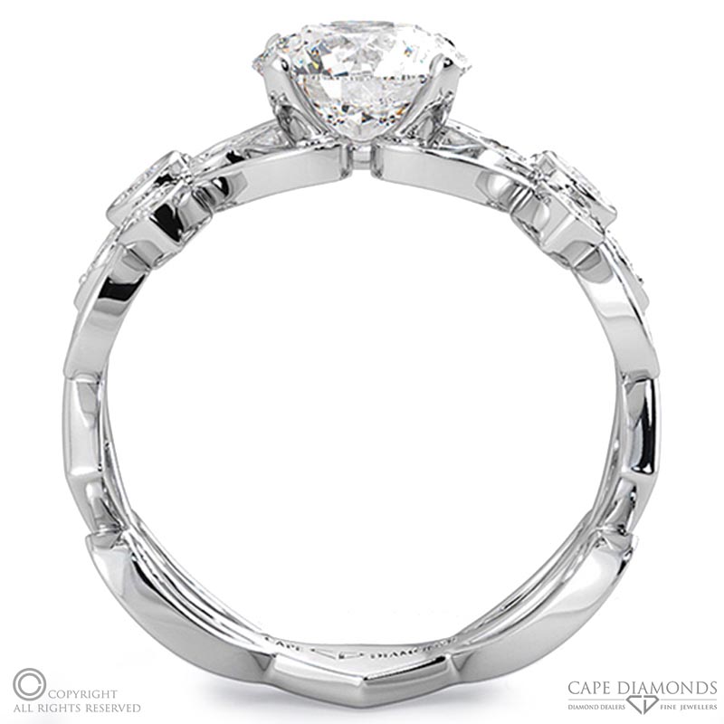 Four Claw Solitaire Filigree Natural Diamond Engagement Ring White Gold ...