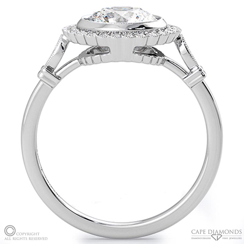Floral Tube Set Natural Diamond Halo Engagement Ring White Gold | Cape ...