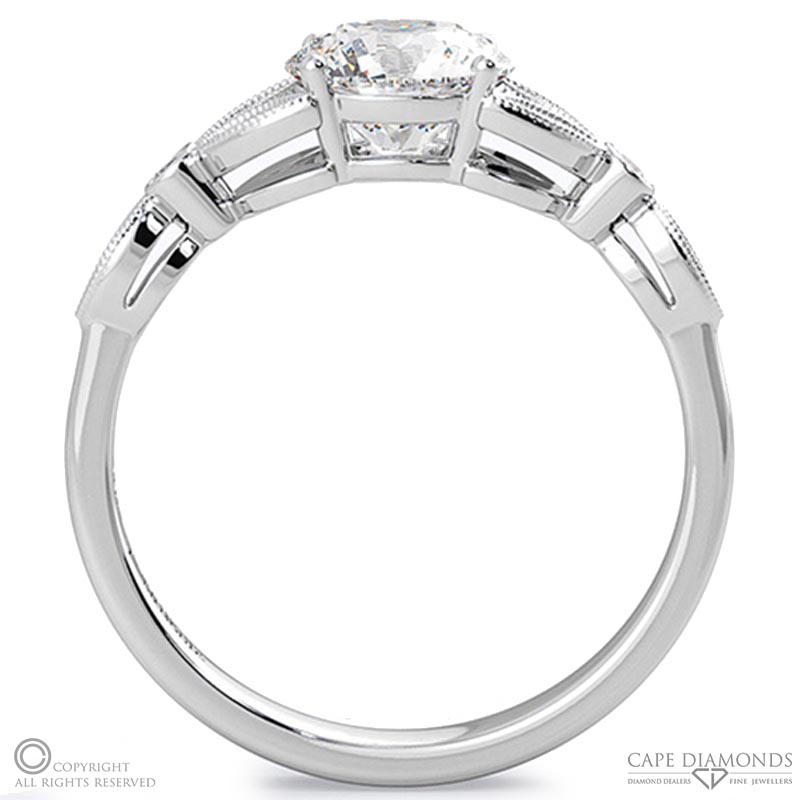 Solitaire 4 Claw Filigree Natural Diamond Engagement Ring White Gold ...