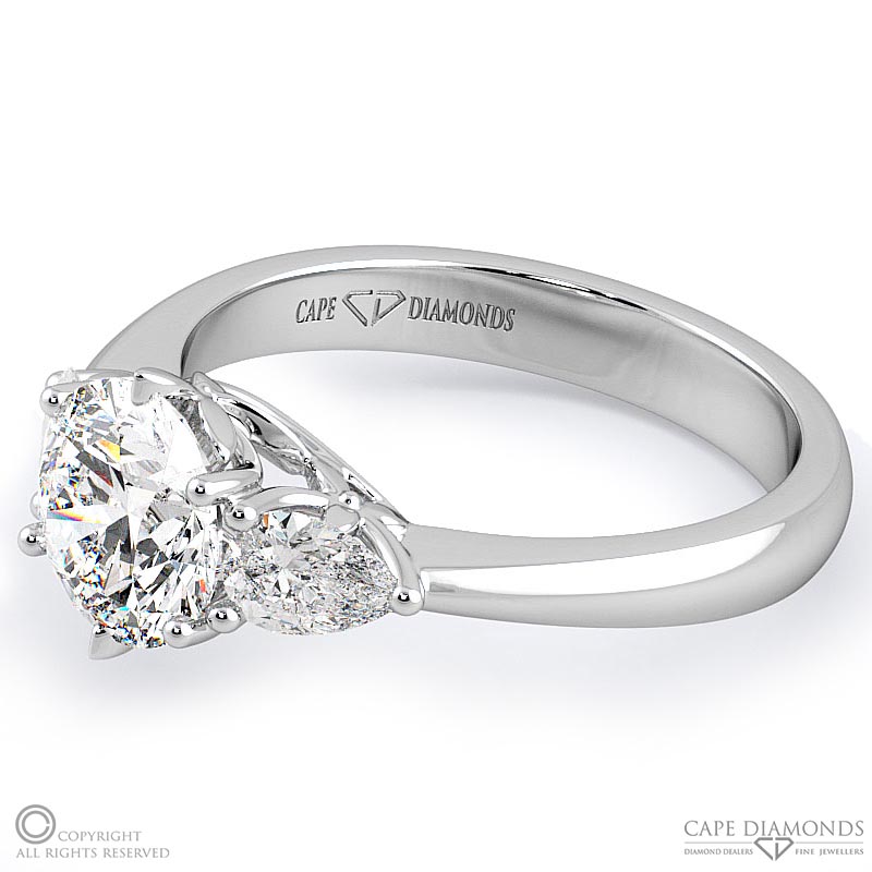 Trilogy Flower Natural Diamond And Engagement Ring White Gold – Cape ...