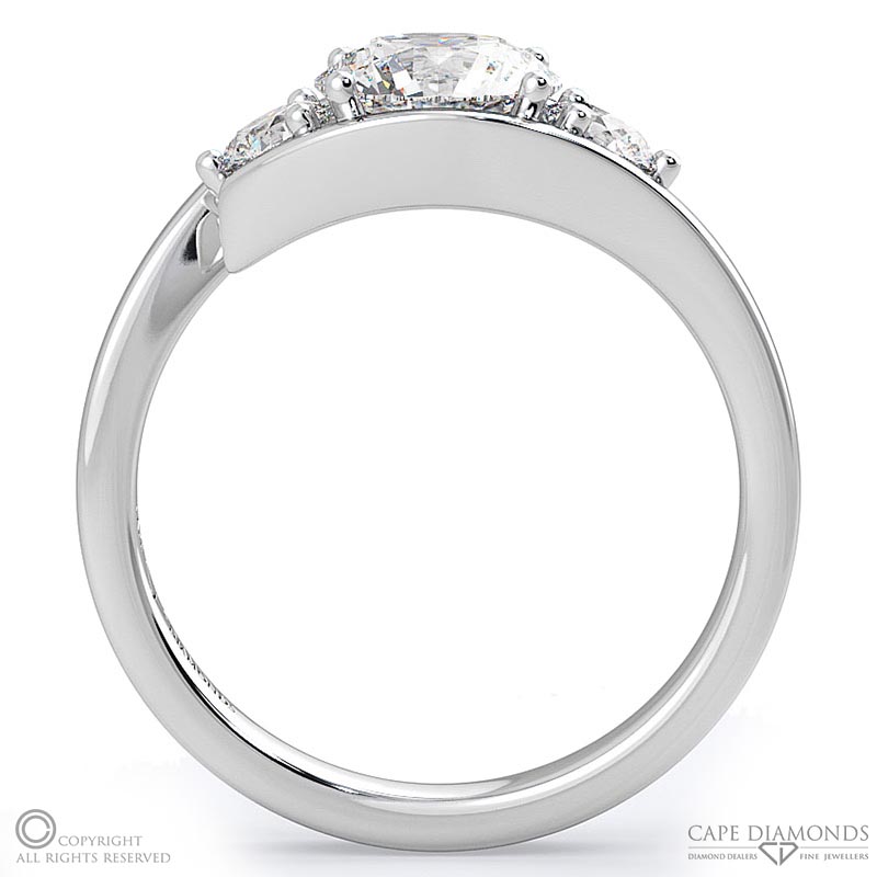 Moissanite A 3 Stone Twist Split Band Engagement Ring White Gold | Cape ...