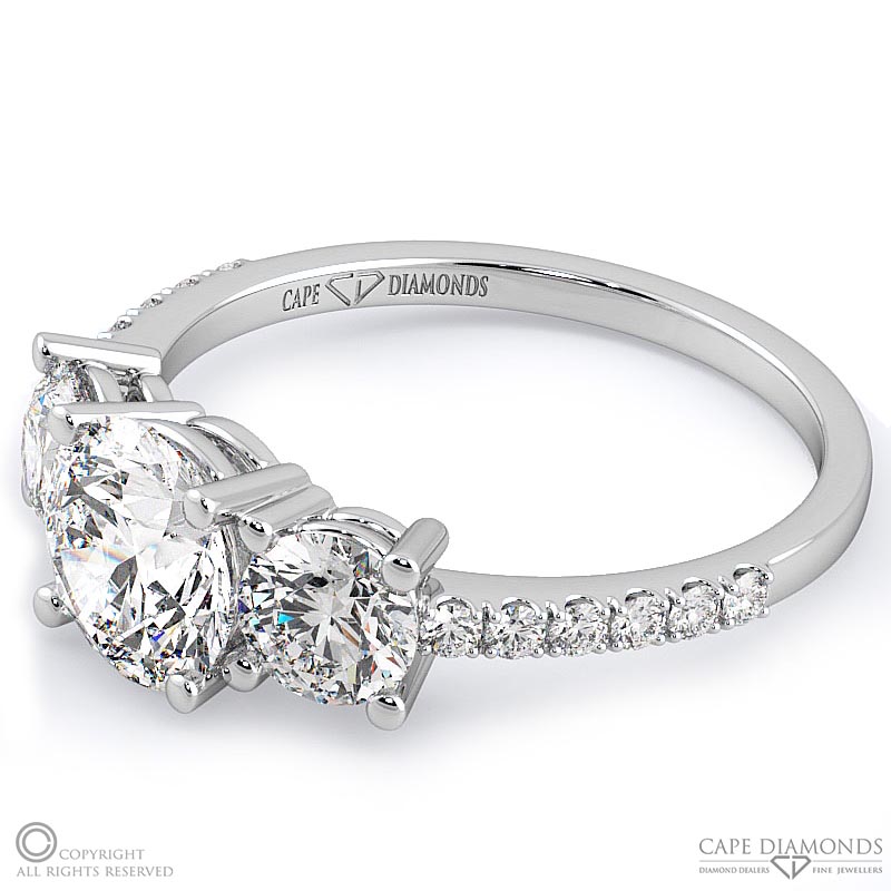 Lab Grown Diamond Micro Pavé Trilogy Engagement Ring White Gold | Cape ...