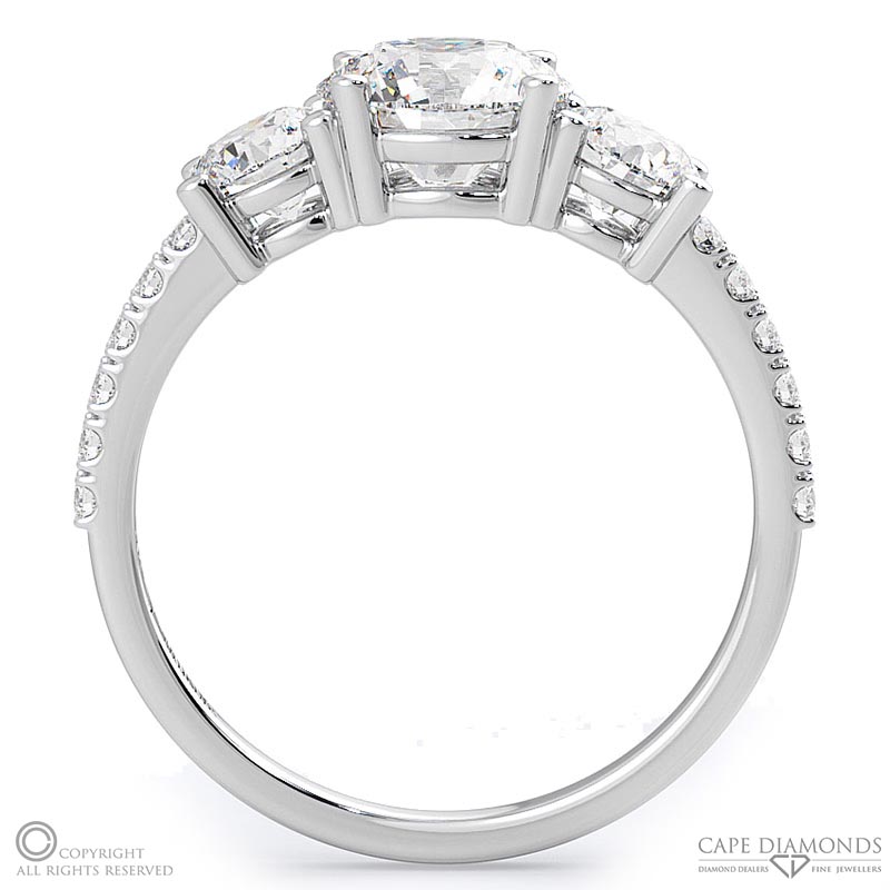 Lab Grown Diamond Micro Pavé Trilogy Engagement Ring White Gold | Cape ...