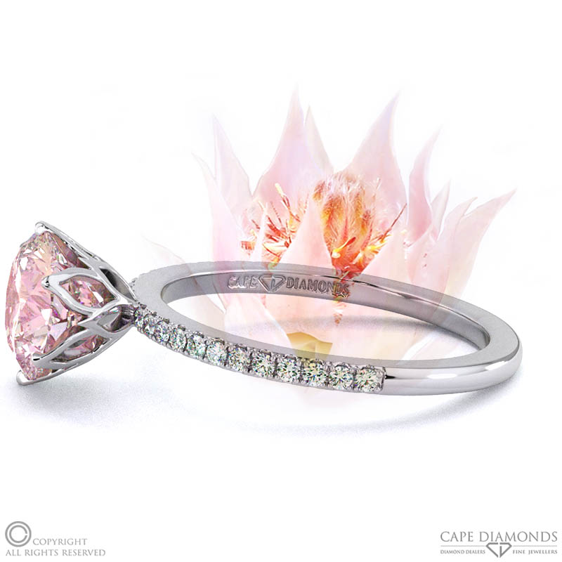 Blushing Bride Fynbos Pink Natural Diamond High Set Engagement Ring ...