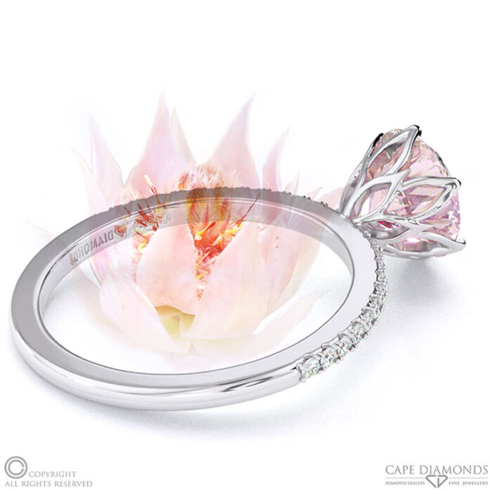 Blushing Bride Fynbos Pink Natural Diamond High Set Engagement Ring ...