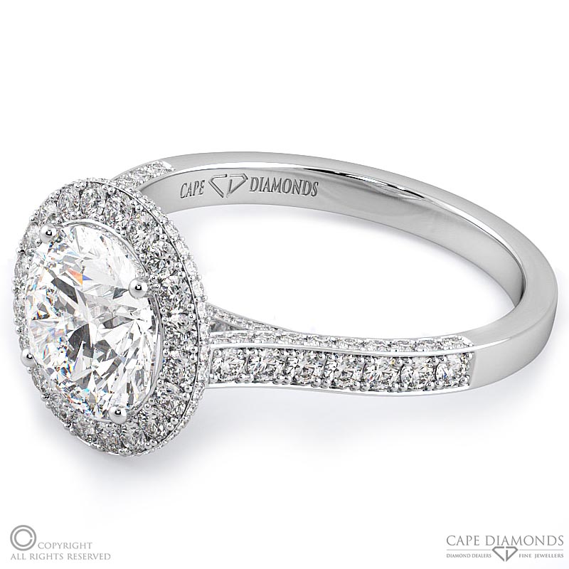 Lab Grown Diamond Encrusted Halo Engagement Ring White Gold | Cape Diamonds