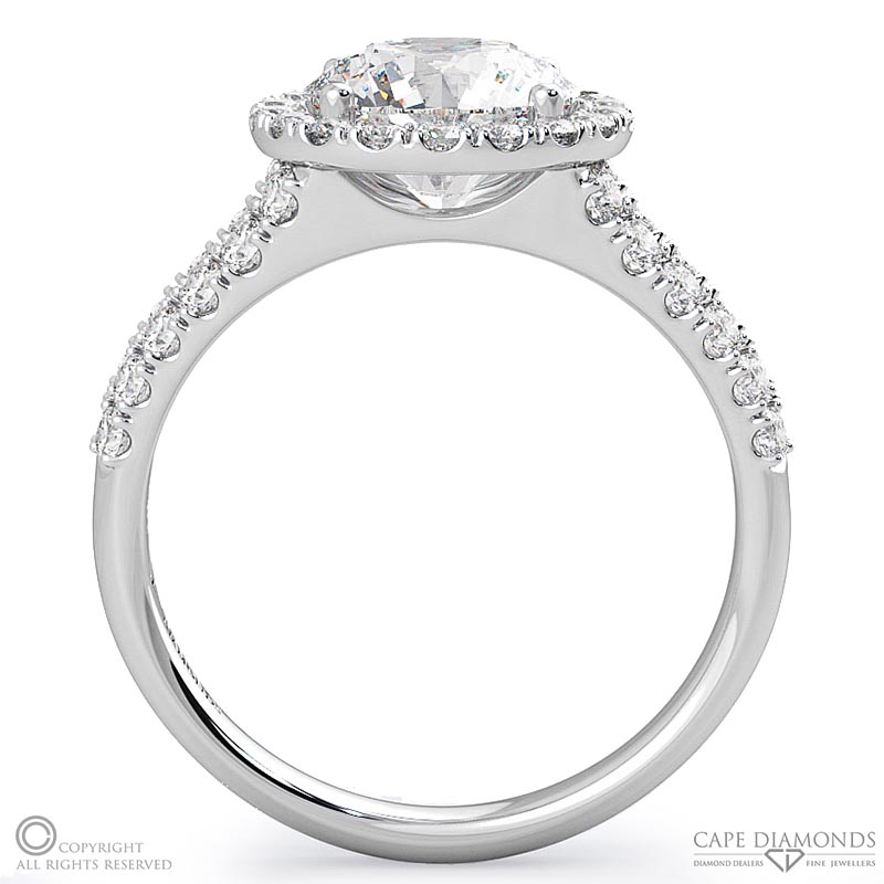 Round Halo Pave Split Band Gold Natural Diamond Engagement Ring White ...