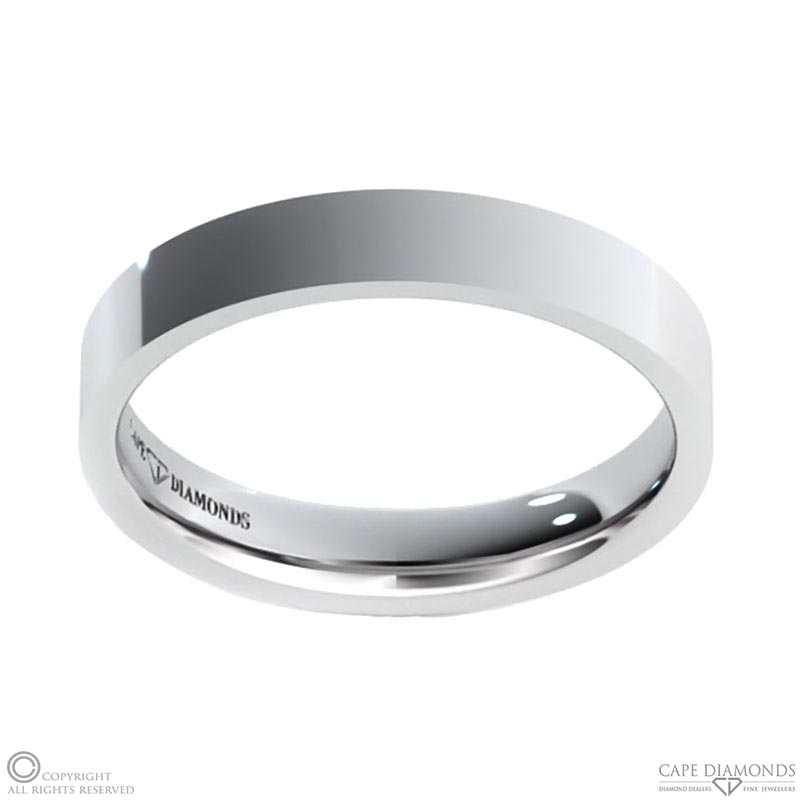 White Gold Flat 4mm Wide X 1.8mm Thick Polished Men’s Wedding Bands ...