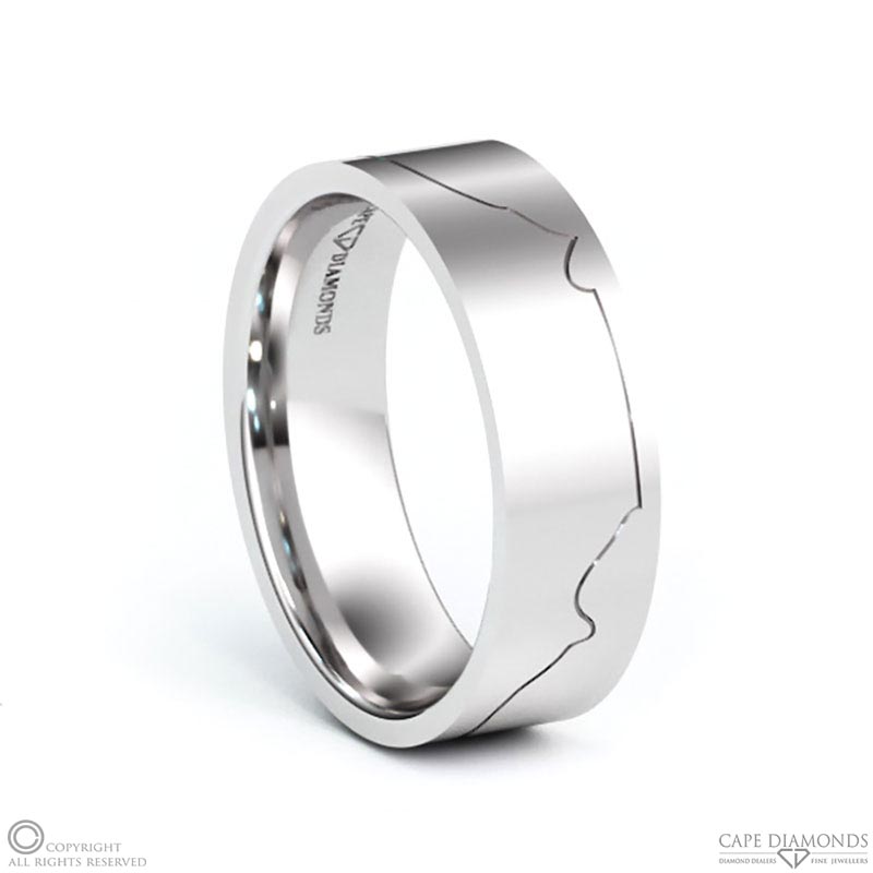 White Gold Cape Diamonds Table Mountain Comfort-Fit 7mm Wide Wedding ...