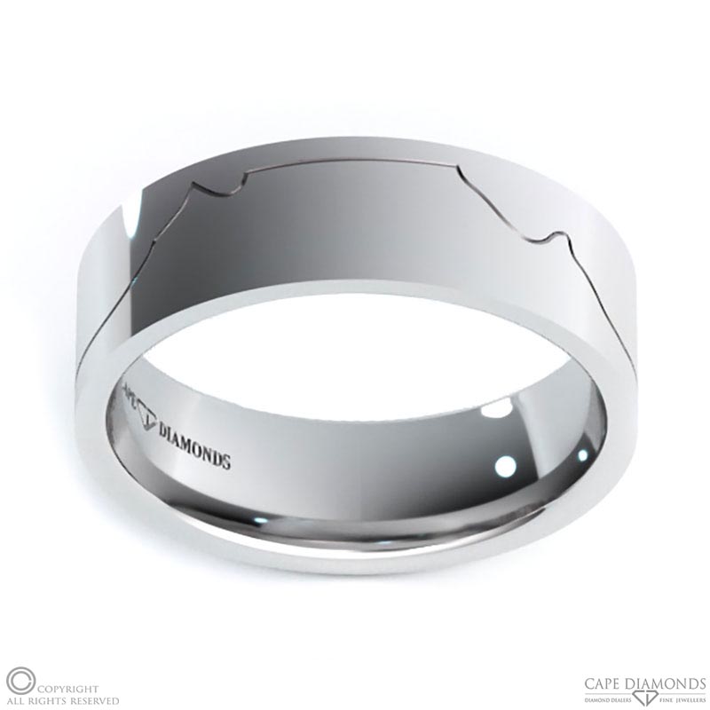 White Gold Cape Diamonds Table Mountain Comfort-Fit 7mm Wide Wedding ...