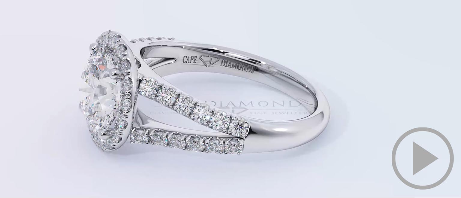 Round Halo Pave Split Band Gold Natural Diamond Engagement Ring White ...