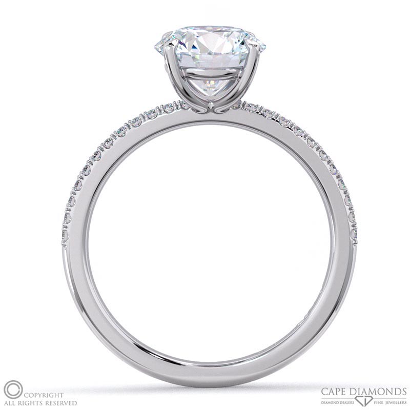 Round Lab Grown Diamond 4 Cat Claw Side Stones | Cape Diamonds