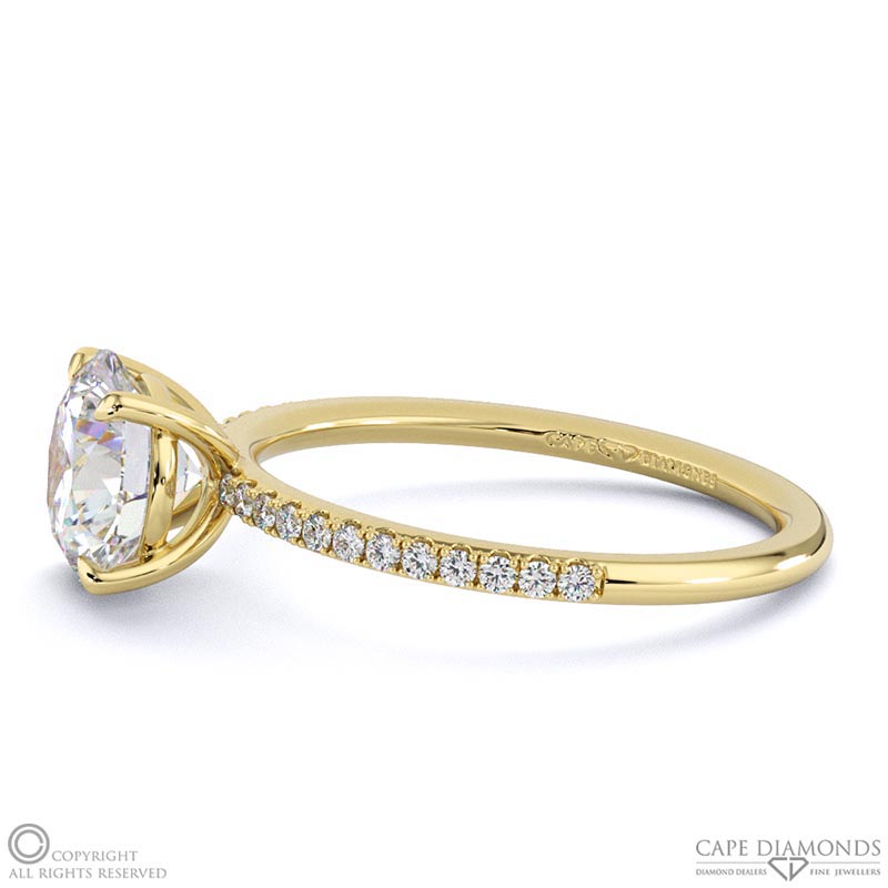 Round Natural Diamond 4 Cat Claw Side Stones Yellow Gold | Cape Diamonds