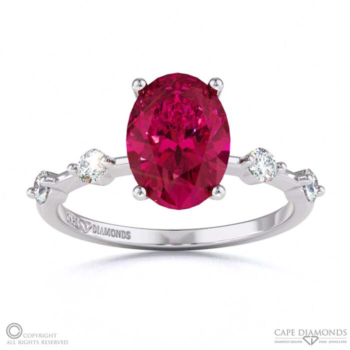Ruby Bubble Drop Hidden Halo Oval Cut Engagement Ring White Gold | Cape ...