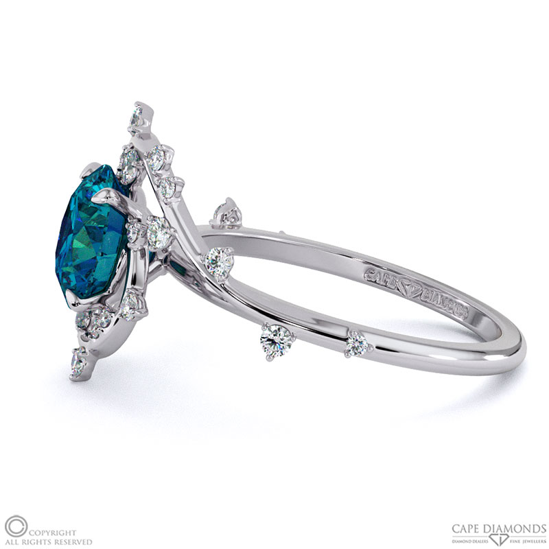 Milky Way Star Alexandrite Round Engagement Ring White Gold | Cape Diamonds