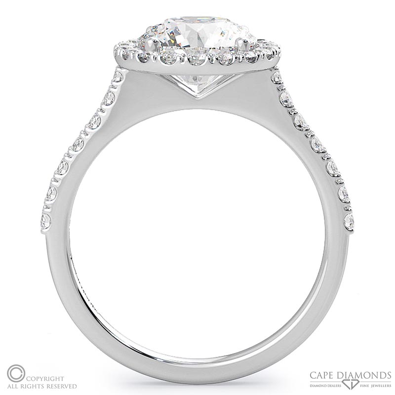 Round Halo Pave Natural Diamond Engagement Ring White Gold | Cape Diamonds