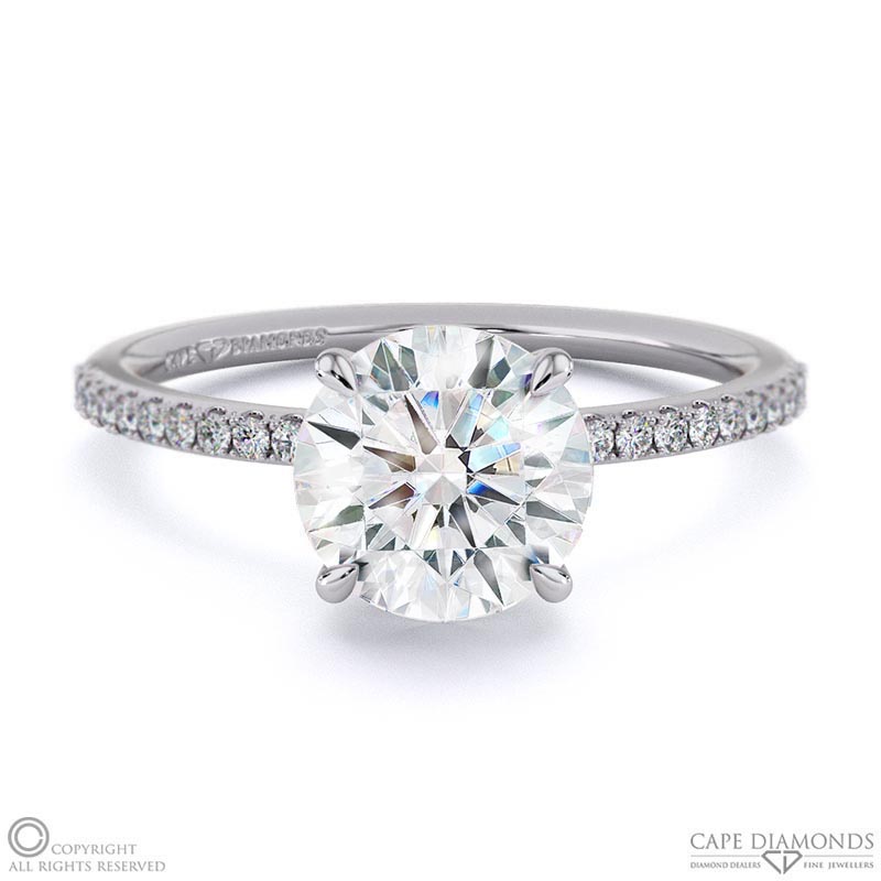 Round Lab Grown Diamond 4 Cat Claw Side Stones | Cape Diamonds