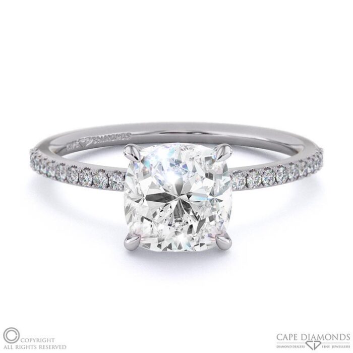 Cushion Cut Lab Grown Diamond Four Claw Side Stones – Cape Diamonds