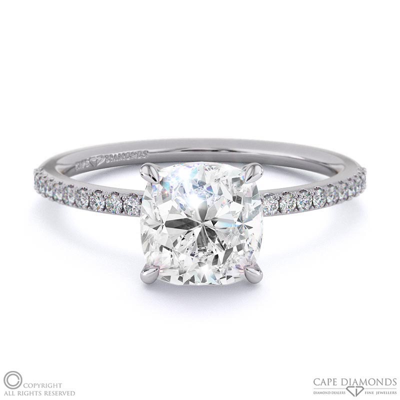 Cushion Cut Natural Diamond Four Claw Side Stones | Cape Diamonds