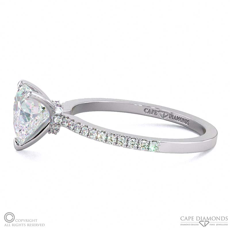 Cupid’s Heart Natural Diamond Engagement Ring White Gold With Natural ...