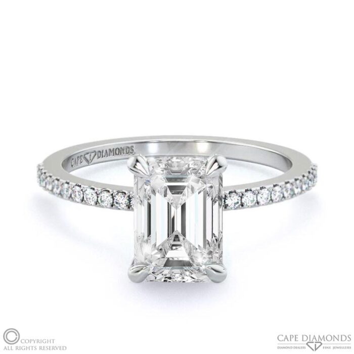 Pavé Natural Diamond Covered Four-Claw Semi-Hidden Halo Emerald Natural ...