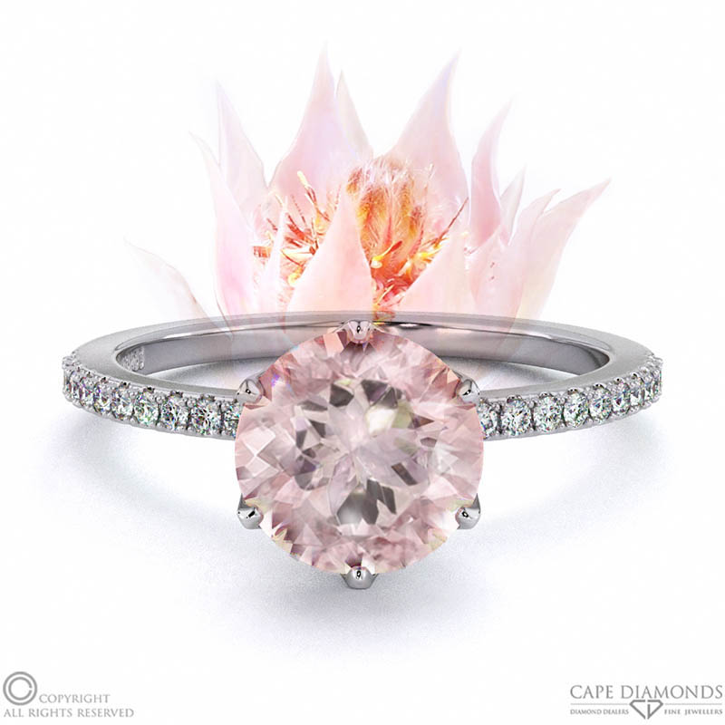 Blushing Bride Fynbos Pink Natural Diamond High Set Engagement Ring ...