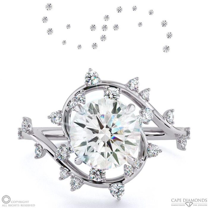 Milky Way Star Lab Grown Diamond Round Engagement Ring White Gold ...