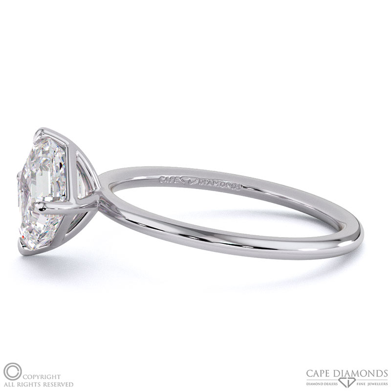Lab Grown Diamond East West Asscher Solitaire Engagement Ring White ...