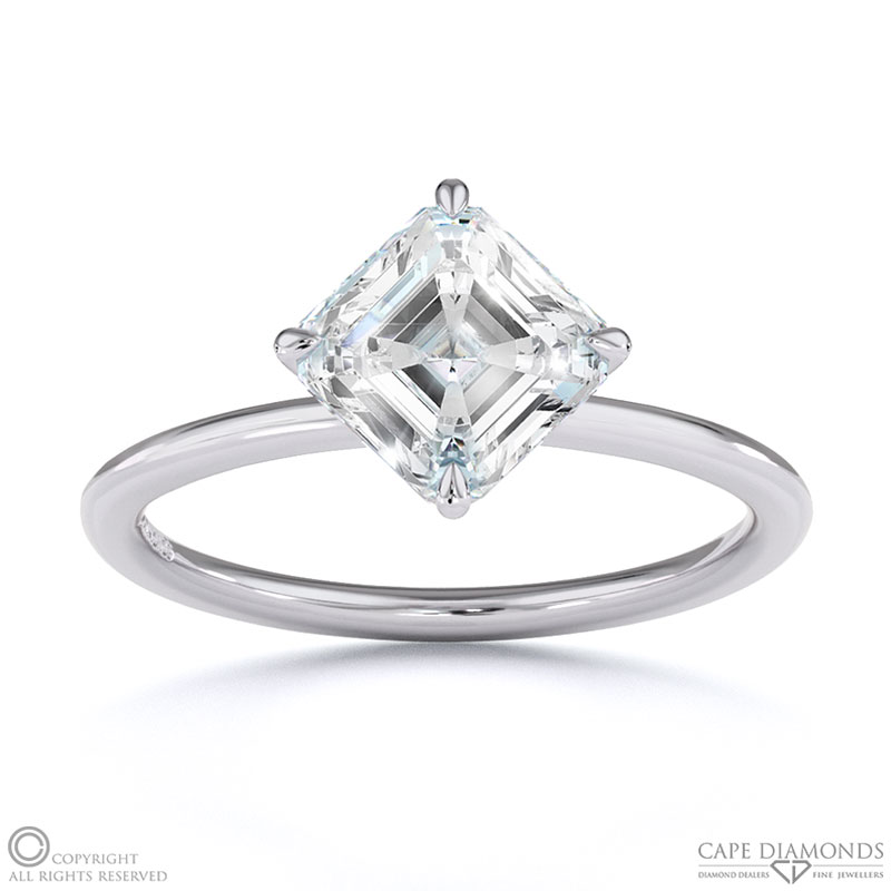 Lab Grown Diamond East West Asscher Solitaire Engagement Ring White ...