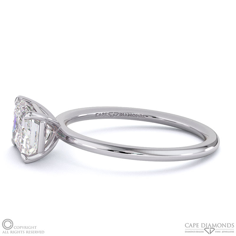 Lab Grown Diamond East West Emerald Cut Solitaire Engagement Ring White ...