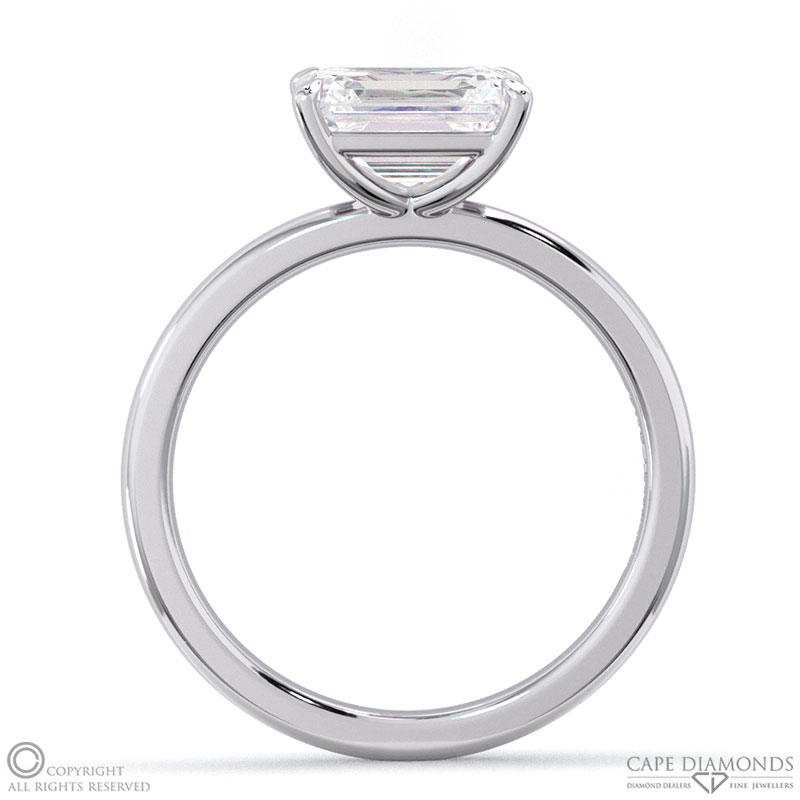 Lab Grown Diamond East West Emerald Cut Solitaire Engagement Ring White ...