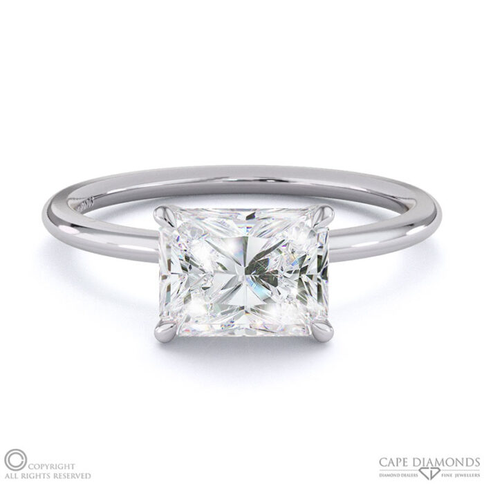Lab Grown Diamond East West Radiant Cut Solitaire Engagement Ring White ...
