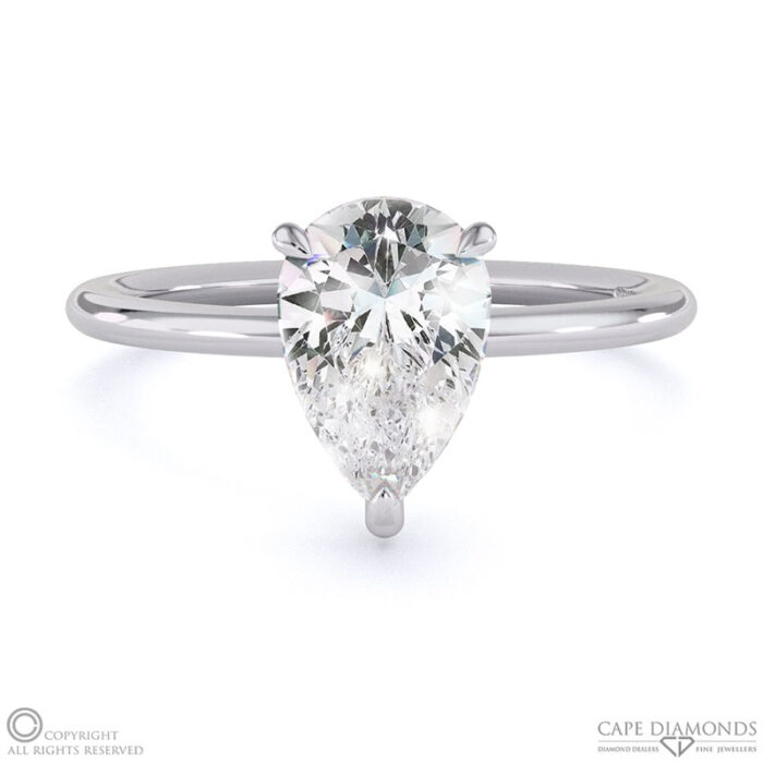 Natural Diamond Pear Cut Hidden Halo Engagement Ring Platinum | Cape ...