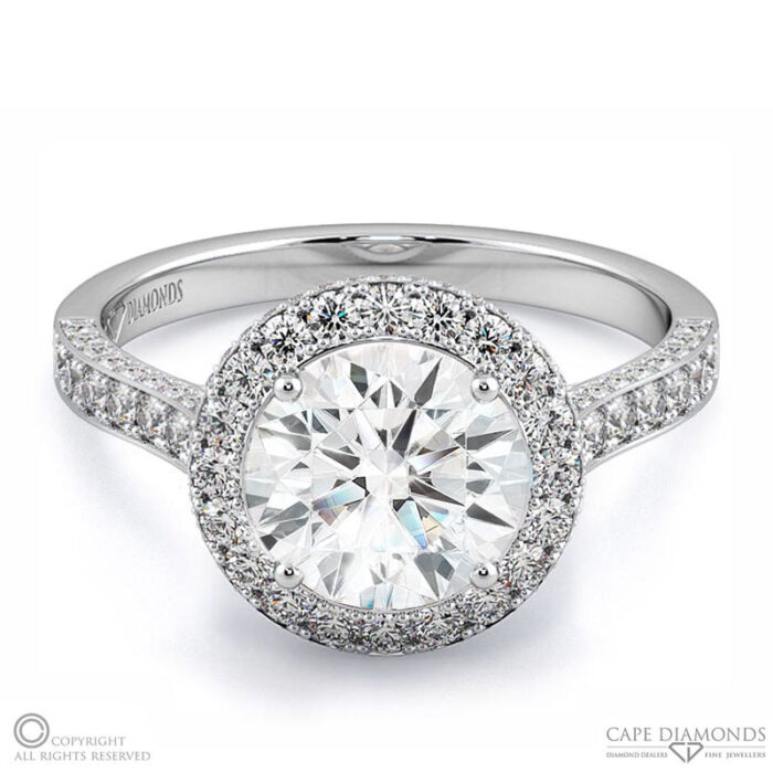Natural Diamond Encrusted Halo Engagement Ring White Gold – Cape Diamonds