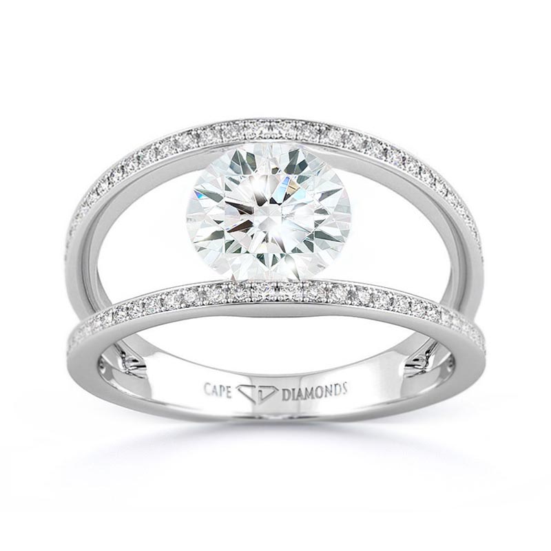 Pave Natural Diamond Split Band Engagement Ring White Gold – Cape Diamonds