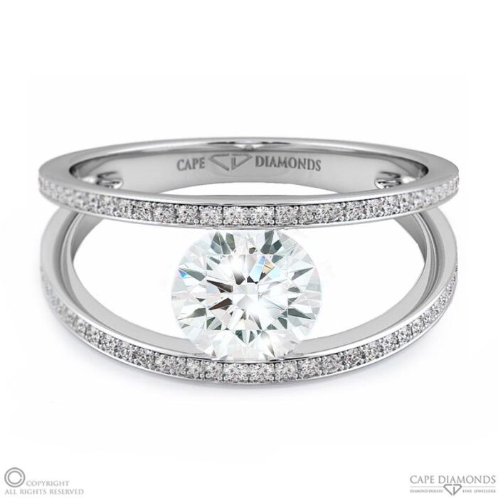 Pave Natural Diamond Split Band Engagement Ring White Gold – Cape Diamonds