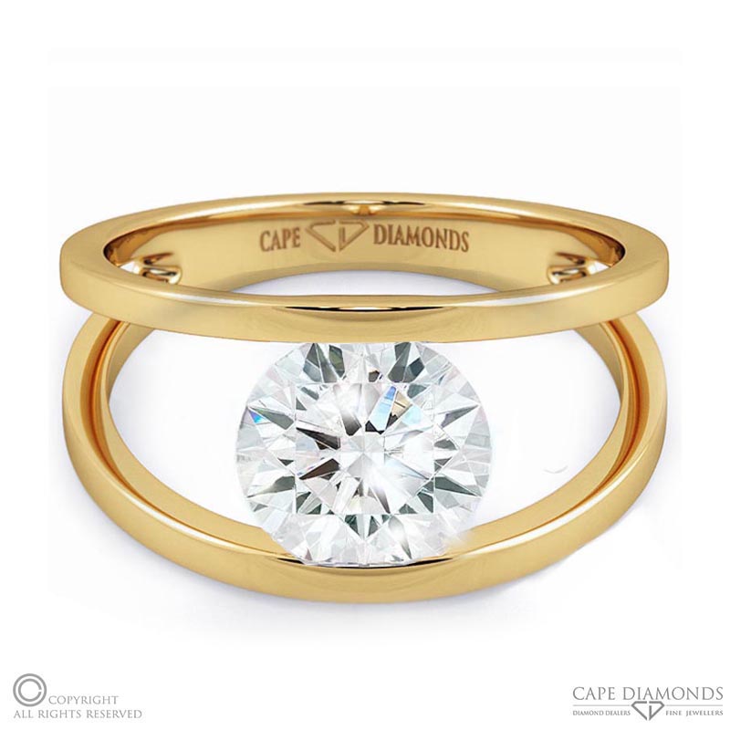 Split Band Natural Diamond Engagement Ring Yellow Gold | Cape Diamonds