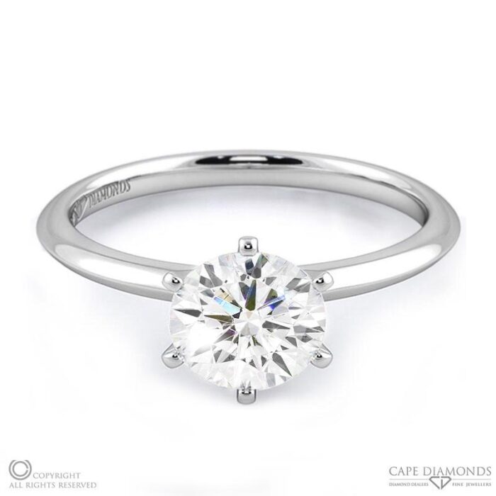 Classic Traditional 6 Claw Solitaire Lab Grown Diamond Engagement Ring ...