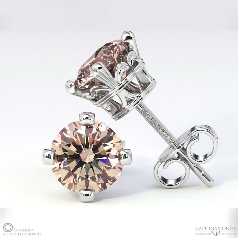 Antique Lab Pink Diamond White Gold Earrings | Cape Diamonds