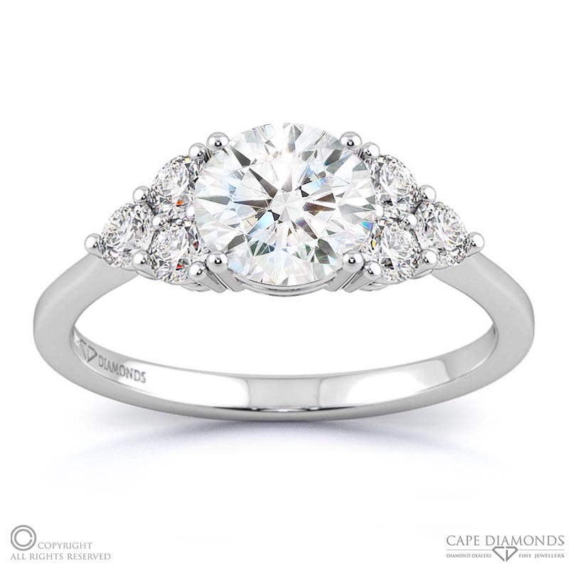 Multi Stone Cluster Engagement Ring White Gold | Cape Diamonds
