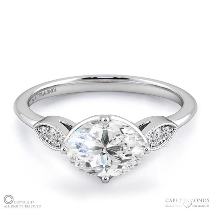 Antique Oval Natural Diamond Engagement Ring White Gold | Cape Diamonds