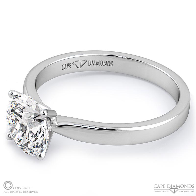 Round Lab Grown Diamond Straight 4-claw Setting Engagement Ring White ...