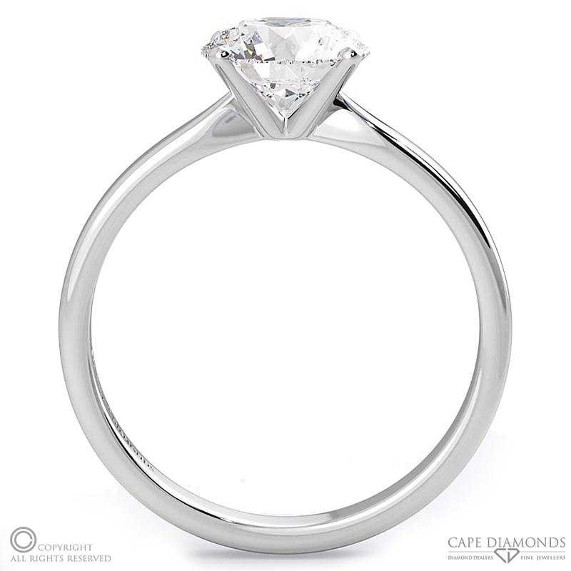 Round Lab Grown Diamond Straight 4-claw Setting Engagement Ring White ...
