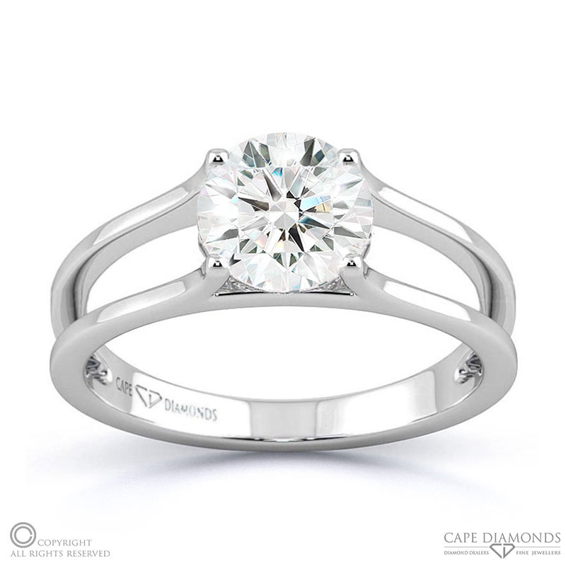 Solitaire Split Band Tension Set Lab Grown Diamond Engagement Ring ...
