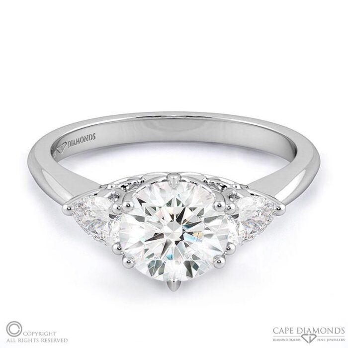 Trilogy Flower Natural Diamond And Engagement Ring White Gold – Cape ...