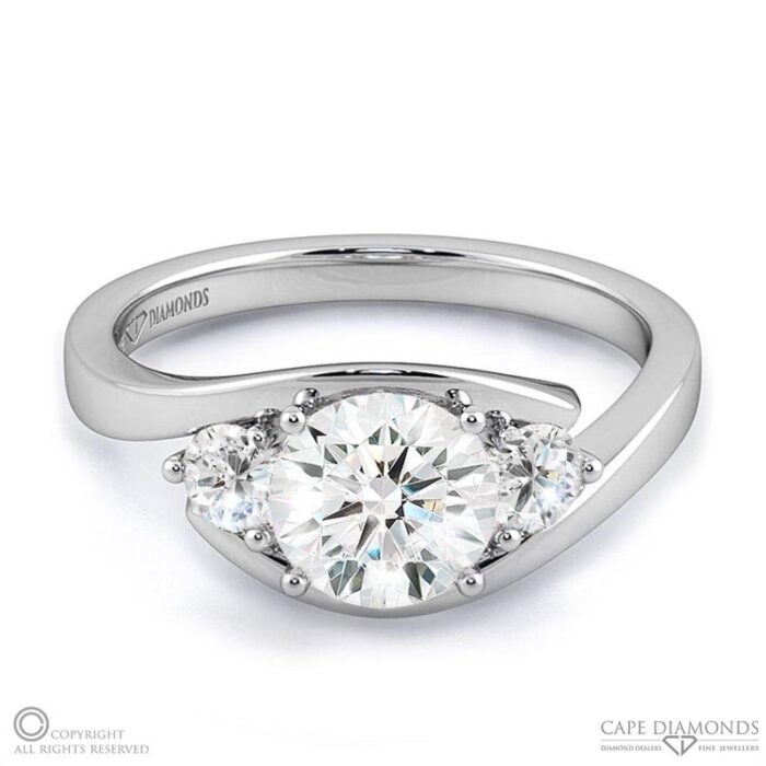 Moissanite A 3 Stone Twist Split Band Engagement Ring White Gold | Cape ...