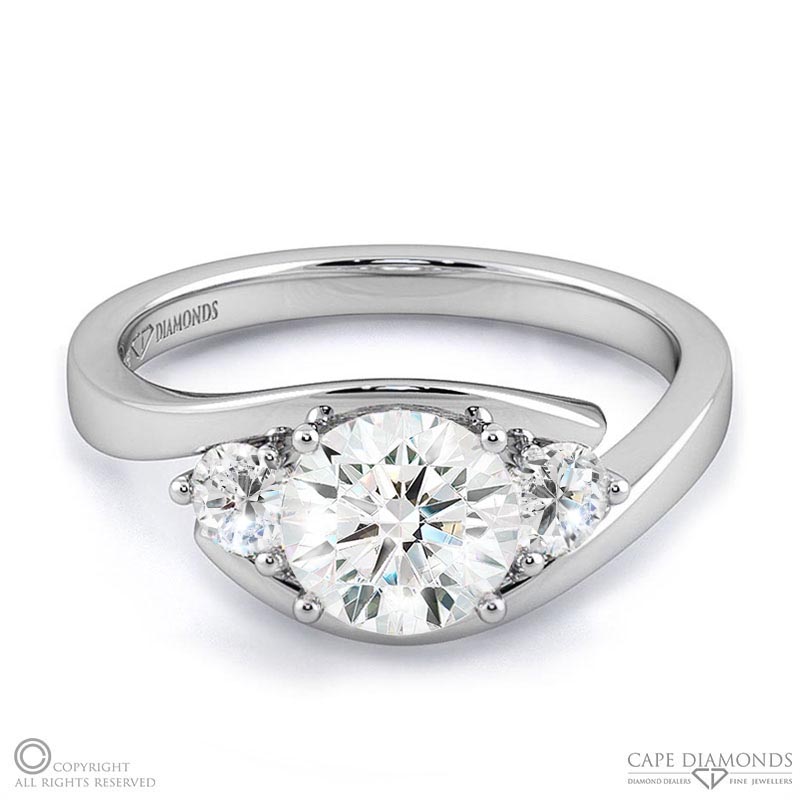 Moissanite A 3 Stone Twist Split Band Engagement Ring White Gold | Cape ...