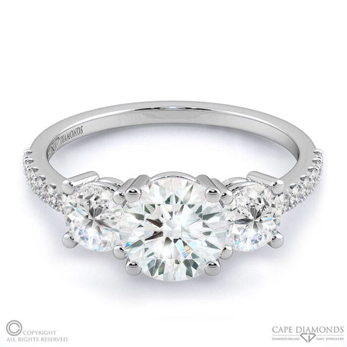 Lab Grown Diamond Micro Pavé Trilogy Engagement Ring White Gold | Cape ...