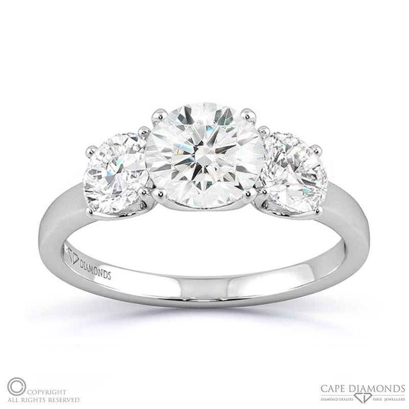 Lab Grown Diamond Trilogy Engagement Ring White Gold | Cape Diamonds