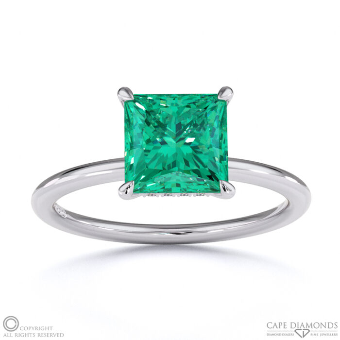 Tourmaline Princess Cut Hidden Halo Engagement Ring White Gold | Cape ...